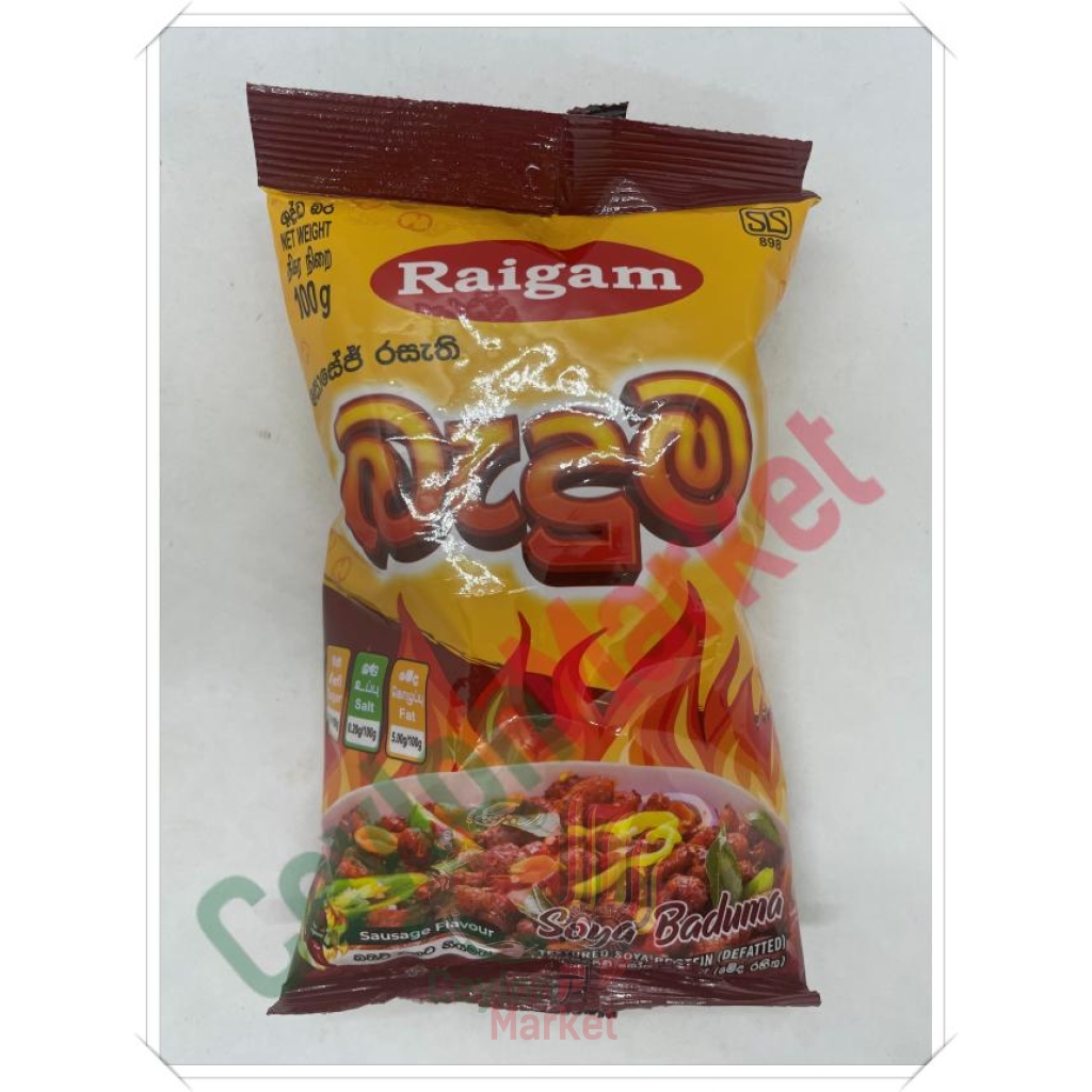 RAIGAM SOYA BADUMA WITH SAUSAGE FLAVOUR 100G - Ceylon Grocery Online